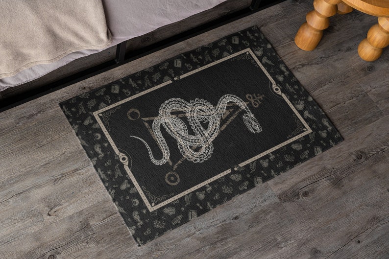 Occult Snake Rug Witchy Serpent Skeleton Outdoor Area Carpet - Etsy