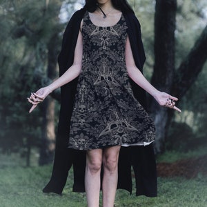Macabre Victorian Dress, Spooky Gothic Skater Sundress W/ Human & Raven ...