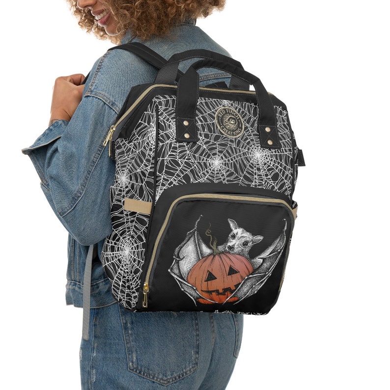 Halloween Diaper Backpack Bat & Carved Pumpkin Nappy Bag W/ - Etsy