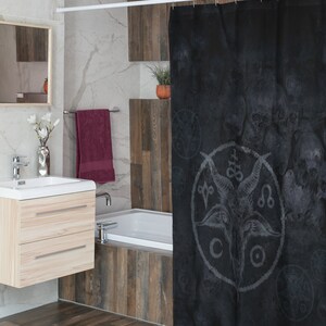 Satanic Shower Curtain, Occult Home Decor, Goth Housewarming Gift ...