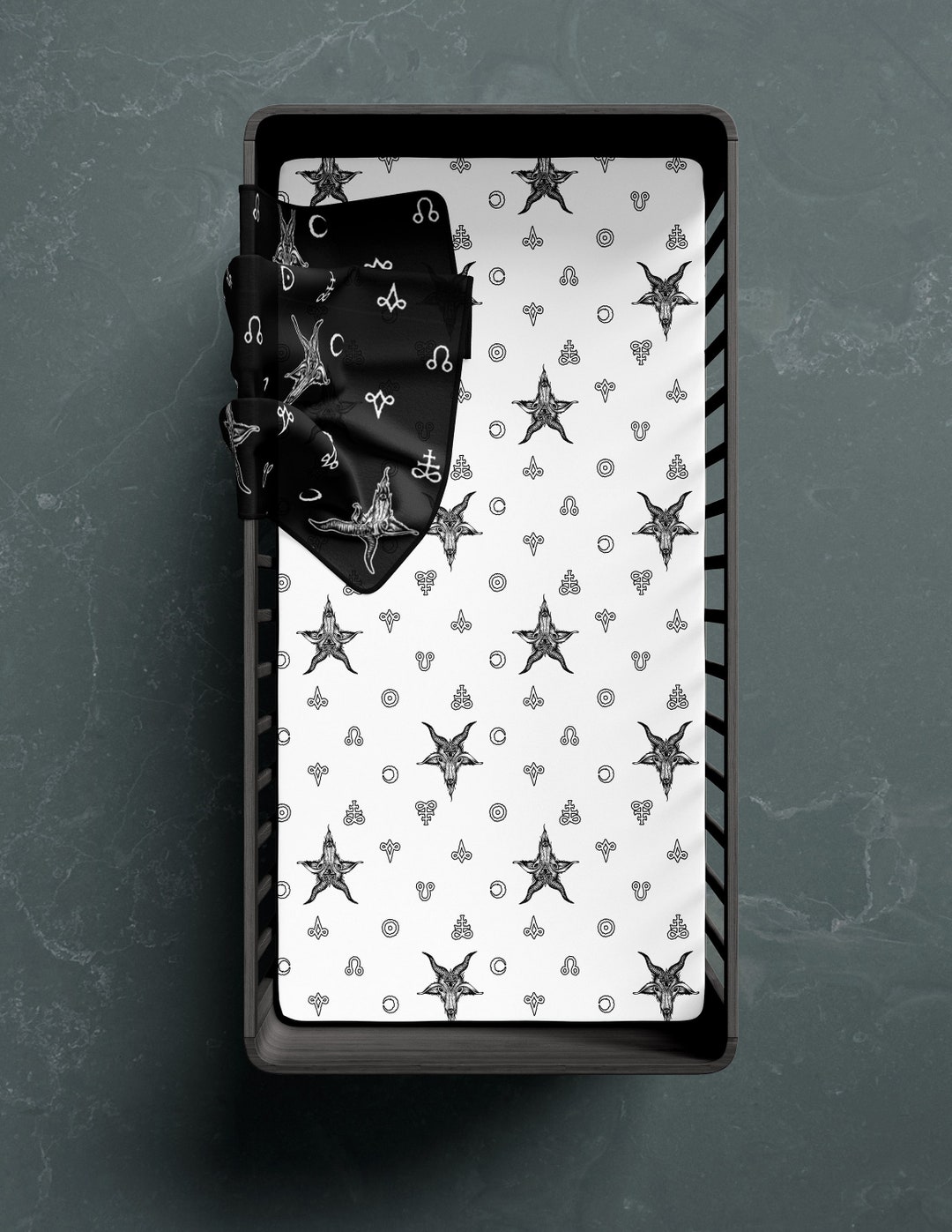 Baphomet Crib Sheets. Occult Baby Bedding. Satanic Symbols Black ...