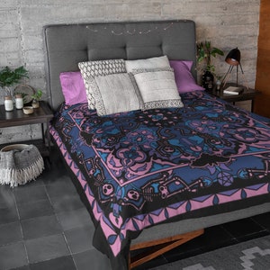 Pink Dancing Skeleton Duvet Cover, Spooky Goth Vaporwave Bedding in ...
