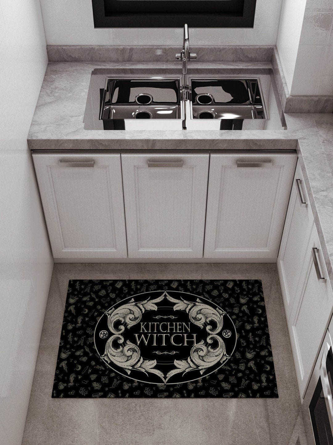 Witchy Kitchen Rug, Non-slip Gothic Witch Indoor or Outdoor Area Carpet ...