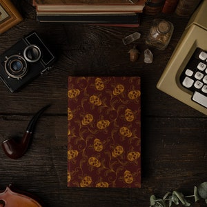 Gothic Filigree Journal, Hard Cover Notebook W/ Ornate Red & Gold Skull ...