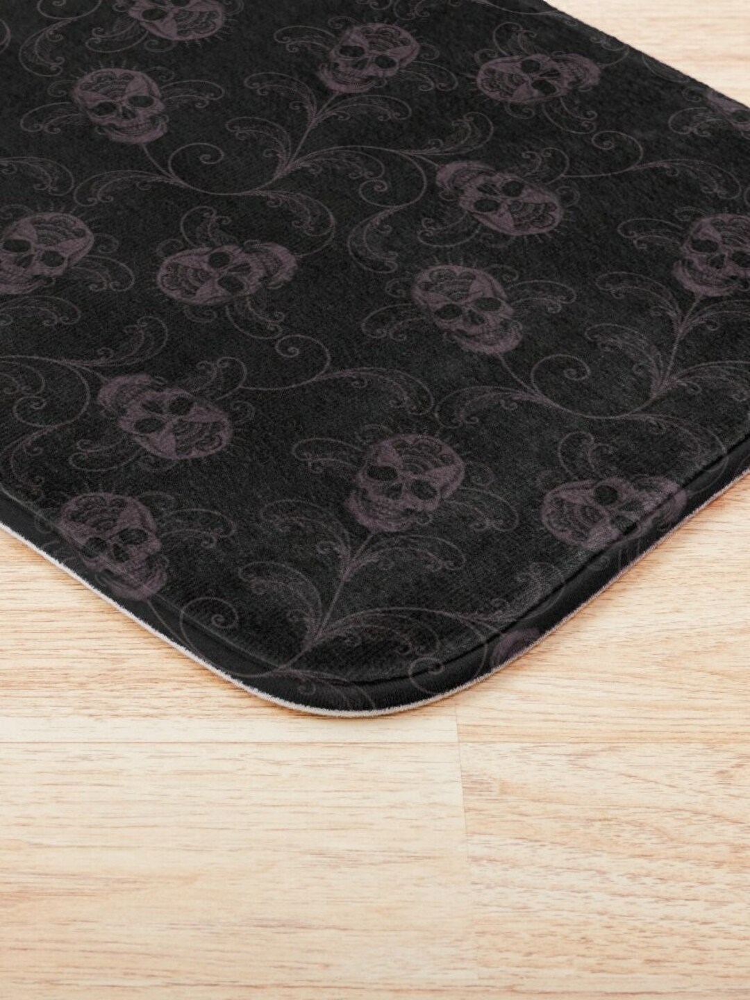 Dark Skull Bath Mat, Elegant Gothic Academia Human Skeleton Shower Rug ...
