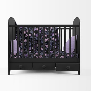 Pastel Goth Crib Sheets, Spooky Skull Flower Infant Cot Sheets in Pink ...