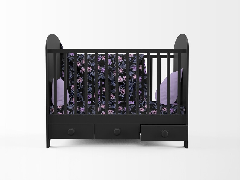 Pastel Goth Crib Sheets Spooky Skull Flower Infant Cot Sheets - Etsy