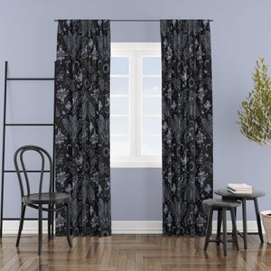 Esoteric Cicada Curtain, Witchy Goth Window Curtain W Celestial Moth ...