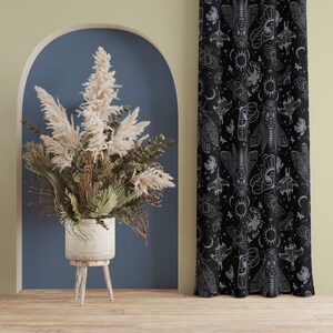 Esoteric Cicada Curtain, Witchy Goth Window Curtain W Celestial Moth ...