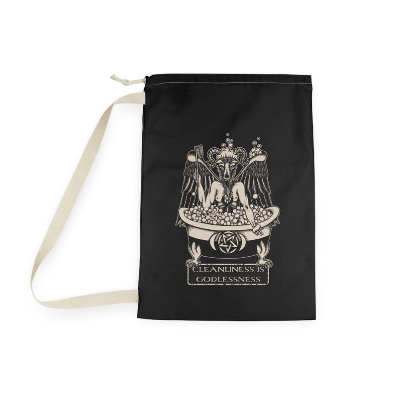 Bathomet Laundry Bag. Funny Cleanliness is Godlessness Satanic Pun ...