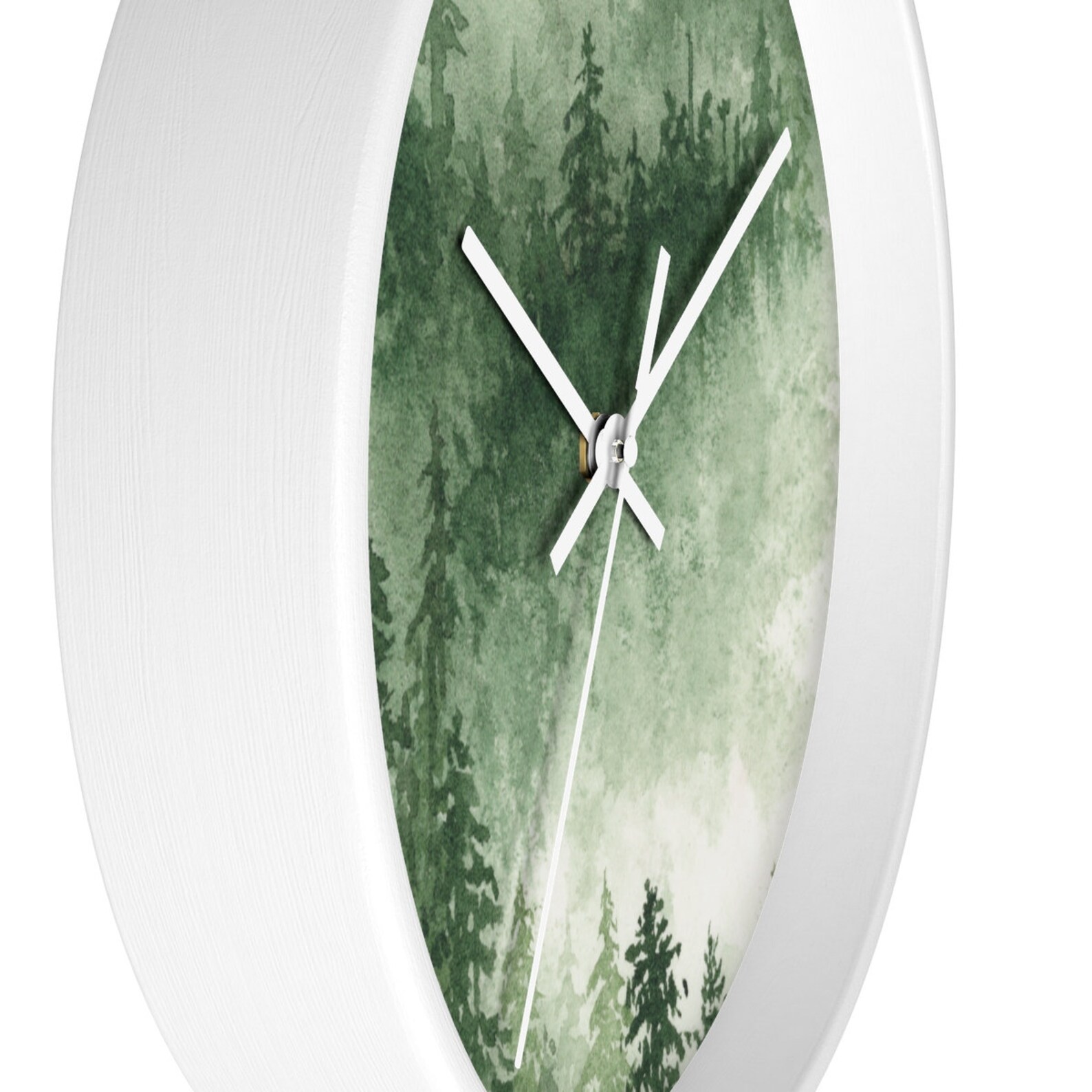 Misty Mountain Clock. Foggy Pine Forest Watercolor Wall Clock. - Etsy