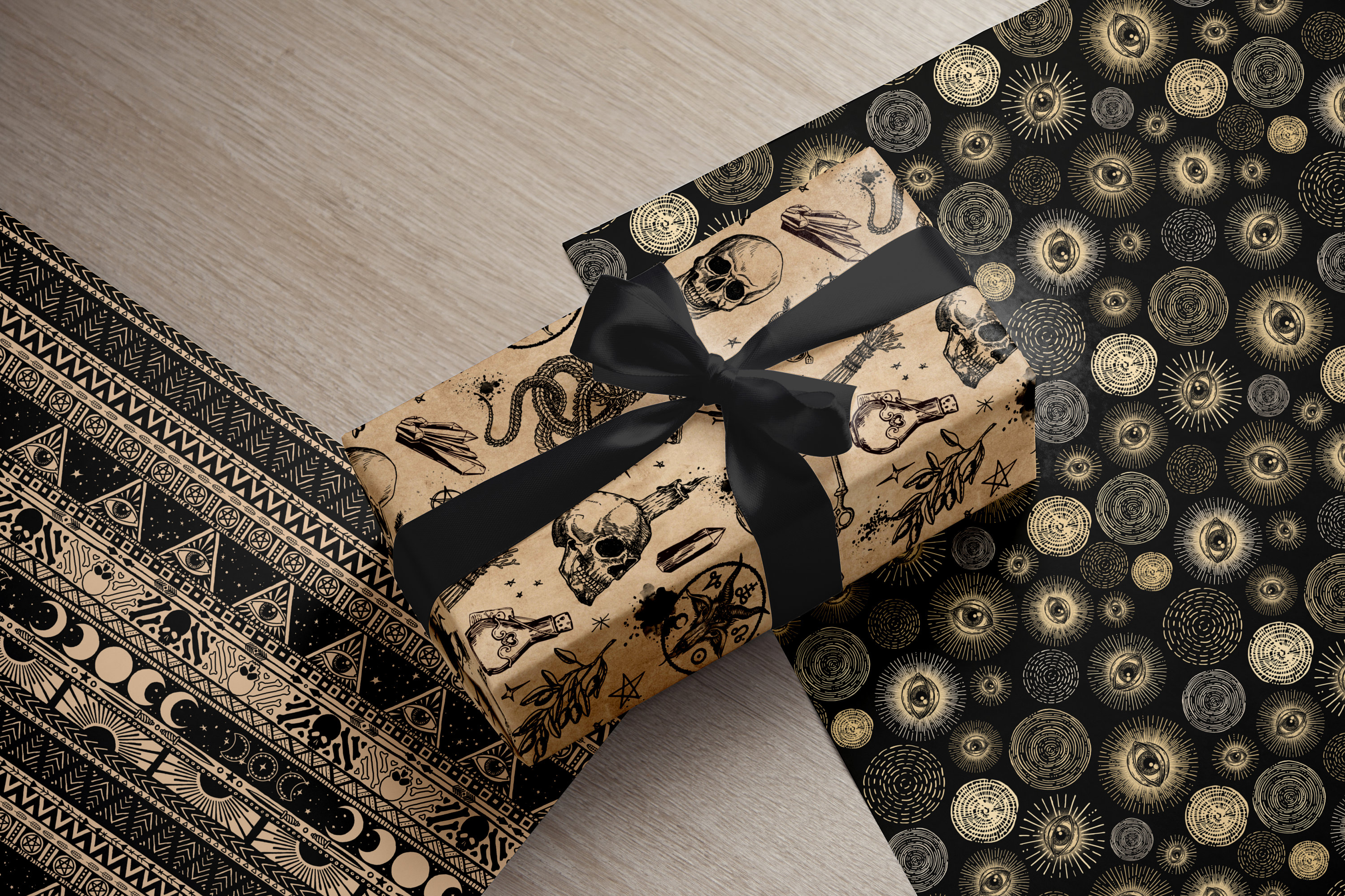 Occult Witchy Wrapping Paper Pack, Spooky Macabre Gift Wrap Sheets W ...