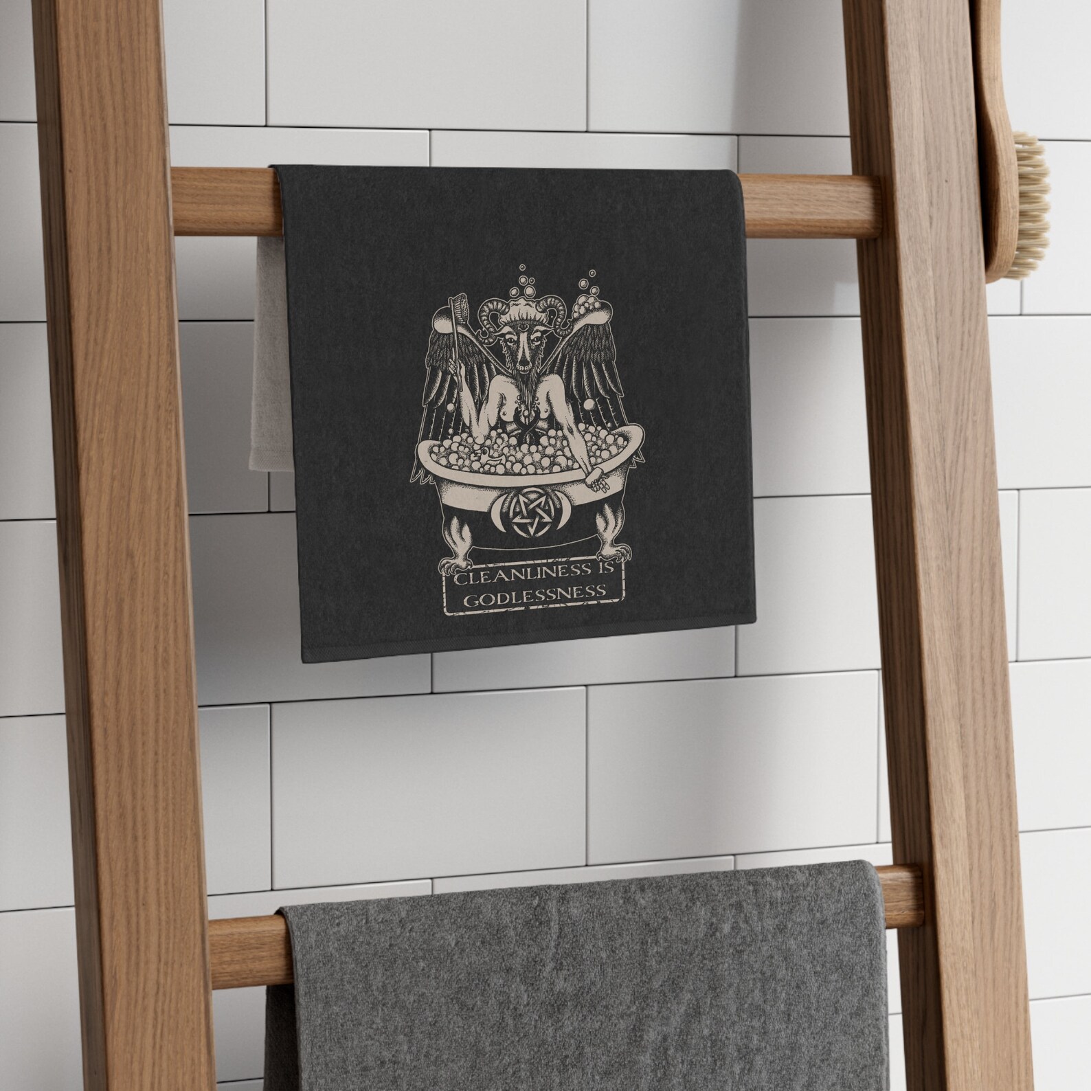 Funny Occult Towel, Bathomet "cleanliness is Godlessness" Bath Beach or ...