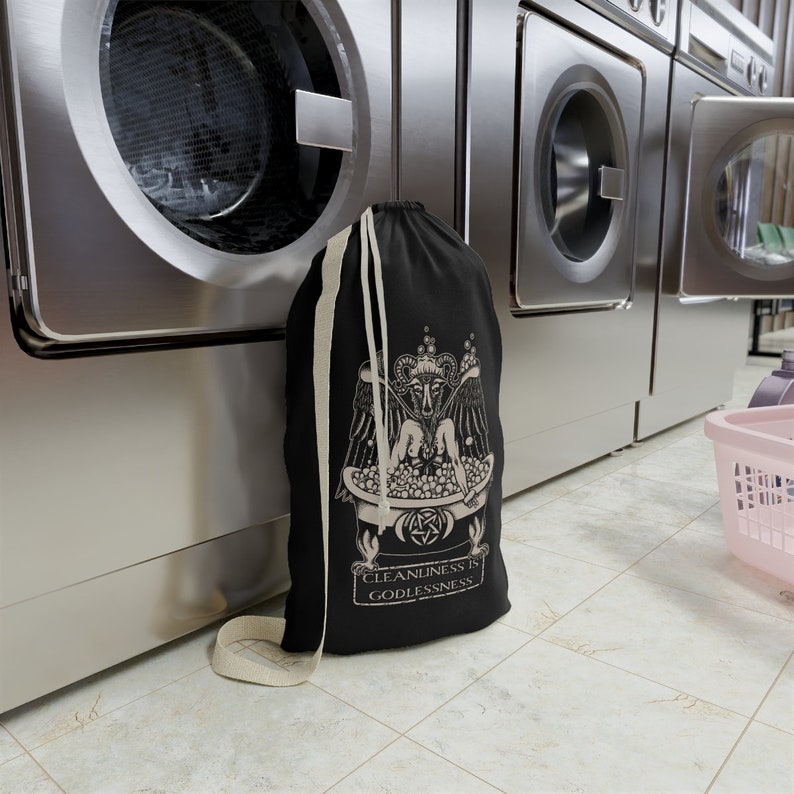 Bathomet Laundry Bag. Funny Cleanliness is Godlessness Satanic Pun ...