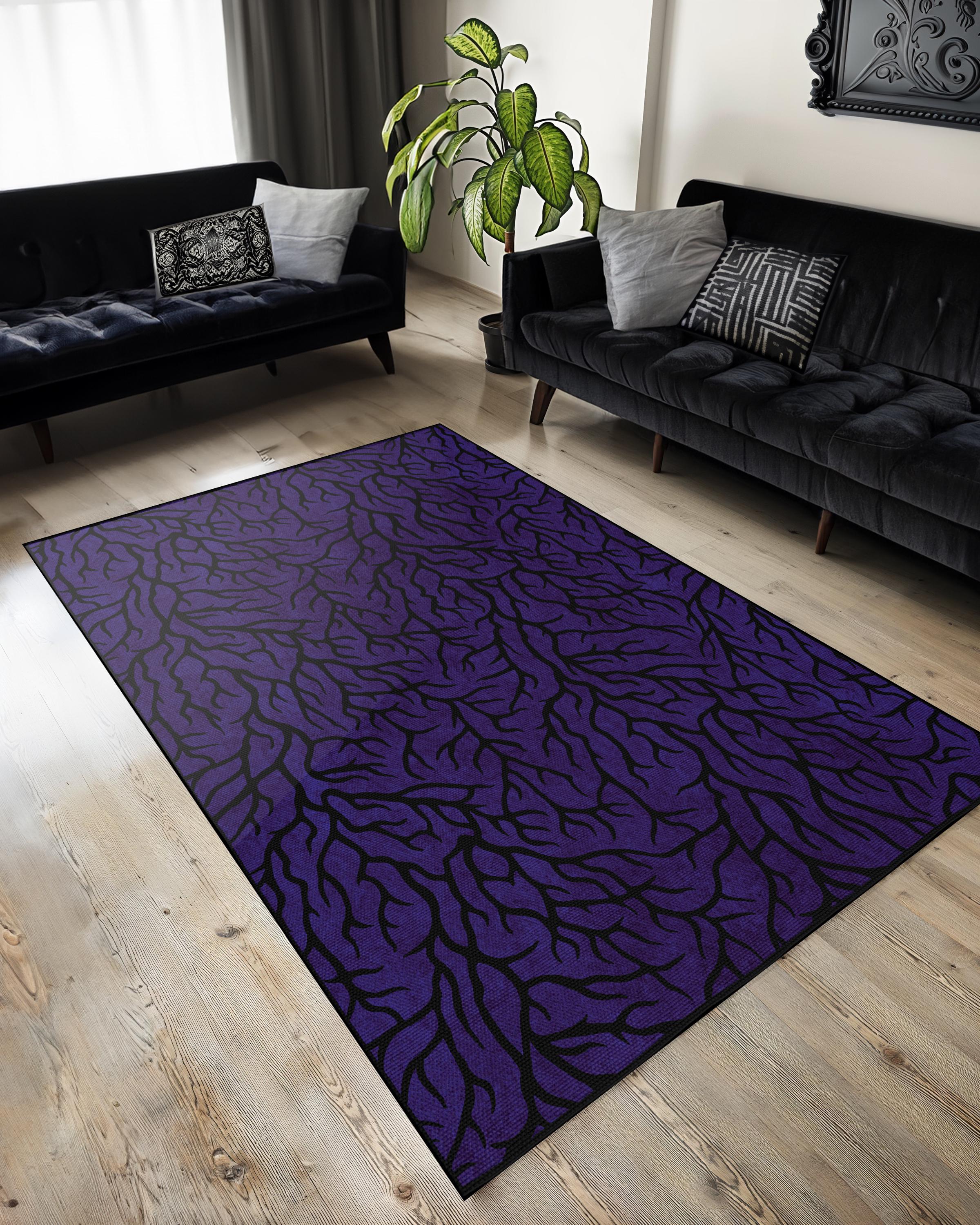 Purple Thorn Floor Mat, No-pile Moody Maximalist Area Rug W/ Spooky ...