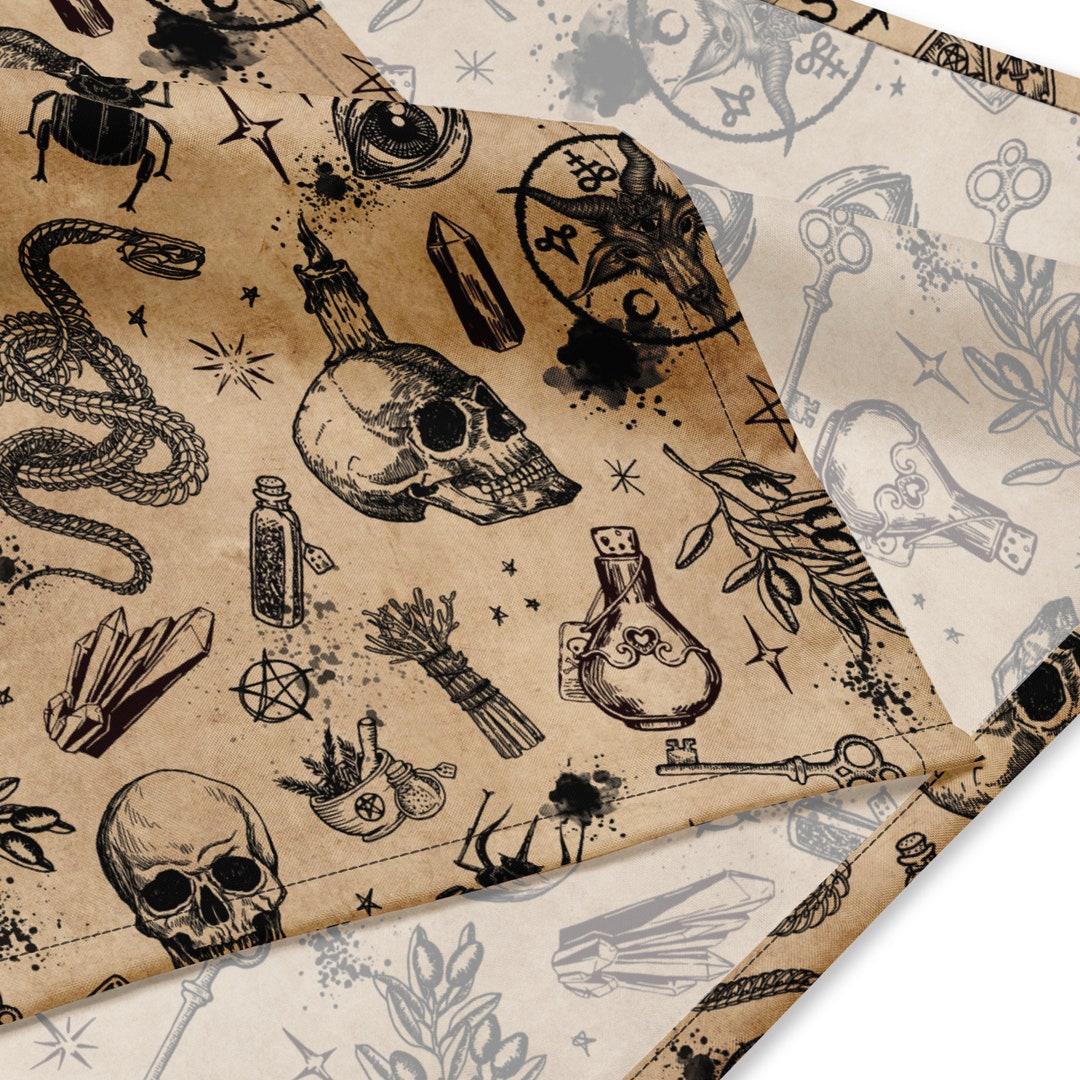 Occult Witch Bandana: Dark Esoteric Symbols Multi-use Cloth Accessory ...