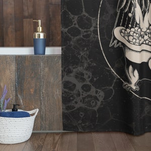 Bathomet Shower Curtain Funny Satanic Pun Bathroom Decor, Occult Humor ...