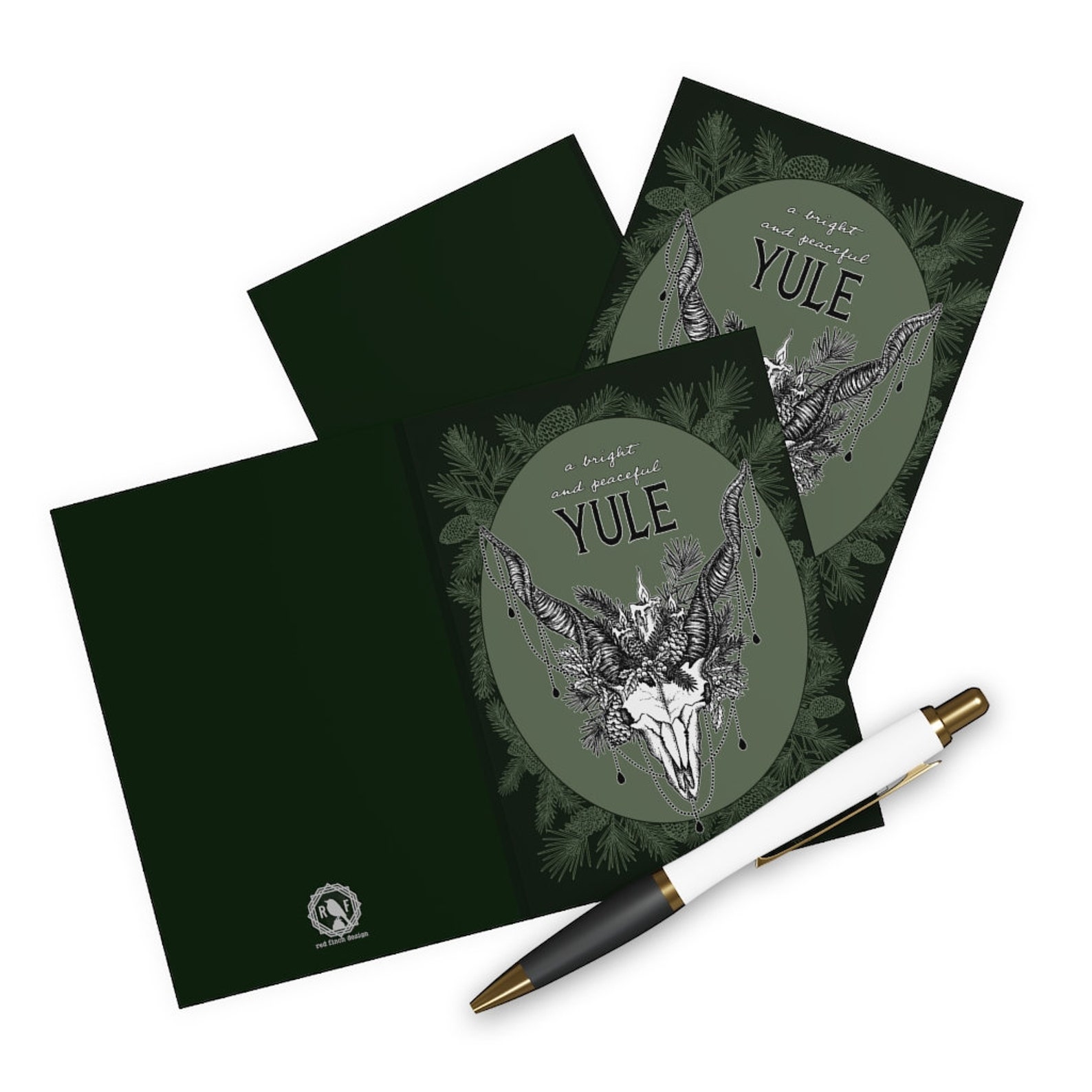 Yule Greeting Card Pack Pagan Yule Goat Skull Note Cards - Etsy