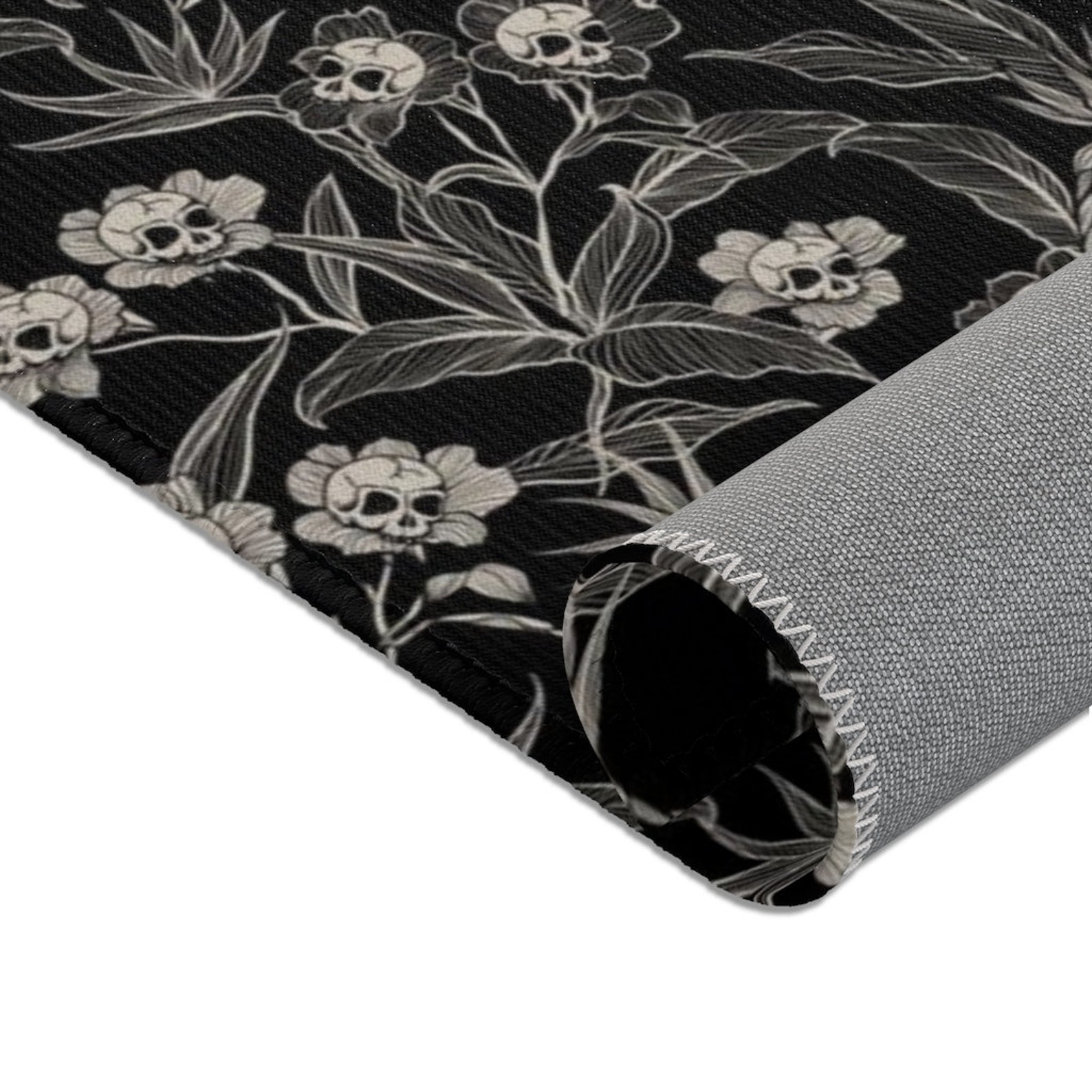 Gothic Floral Rug Spooky Skull Flowers Area Rug Goth Tiki - Etsy