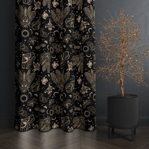 Esoteric Cicada Curtain, Witchy Goth Window Curtain W Celestial Moth ...