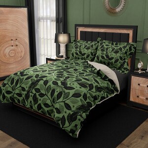 Green Raven Duvet Cover Bedding, Dark Forest Witchcore Pillowcase ...