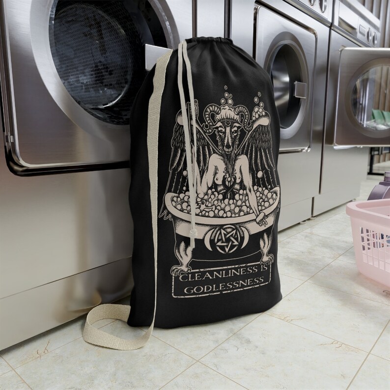 Bathomet Laundry Bag. Funny Cleanliness is Godlessness Satanic - Etsy