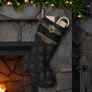Spooky Human Skull Yule Stocking, Personalized Gothic Holiday ...