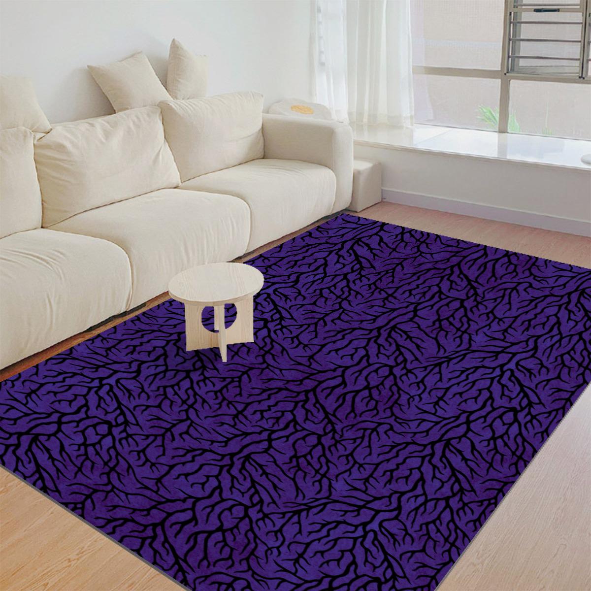 Purple Thorn Floor Mat, No-pile Moody Maximalist Area Rug W/ Spooky ...