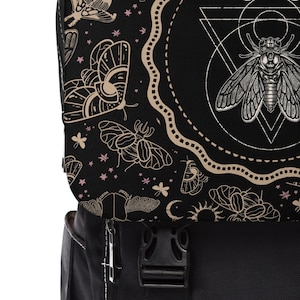 Witchy Cicada Book Bag W/ Occult Dark Academia Moth & Scarab Pattern. A ...
