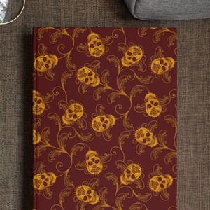 Gothic Filigree Journal, Hard Cover Notebook W/ Ornate Red & Gold Skull ...