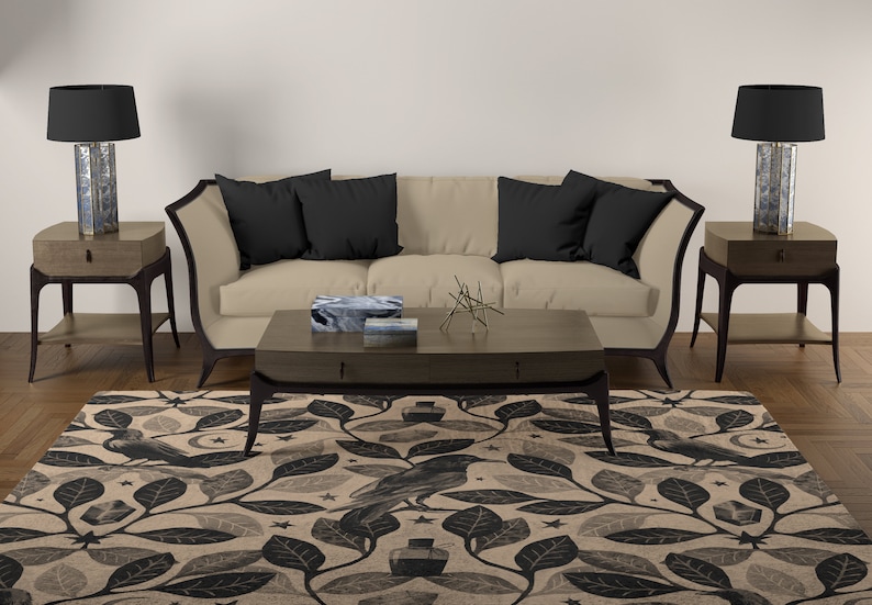 Witchy Raven Rug Gothic Watercolor Indoor or Outdoor Area - Etsy