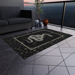 Occult Snake Rug, Witchy Serpent Skeleton Outdoor Area Carpet W ...