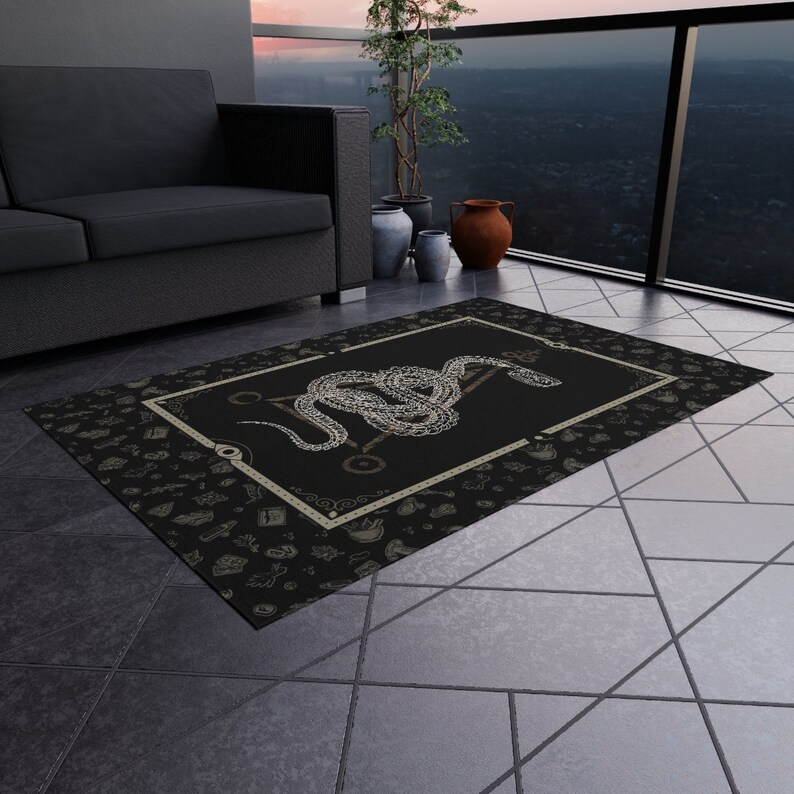 Occult Snake Rug Witchy Serpent Skeleton Outdoor Area Carpet - Etsy