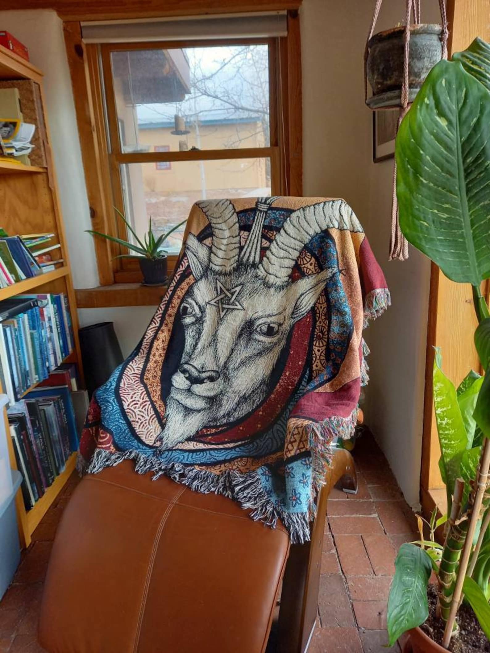 Woven Baphomet Blanket,satanic Goat Cotton Throw Blanket,gothic ...