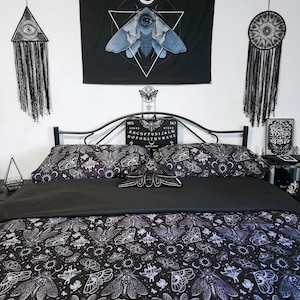 Witchy Cicada Bedding Set, Occult Moth 3-piece Duvet Cover ...