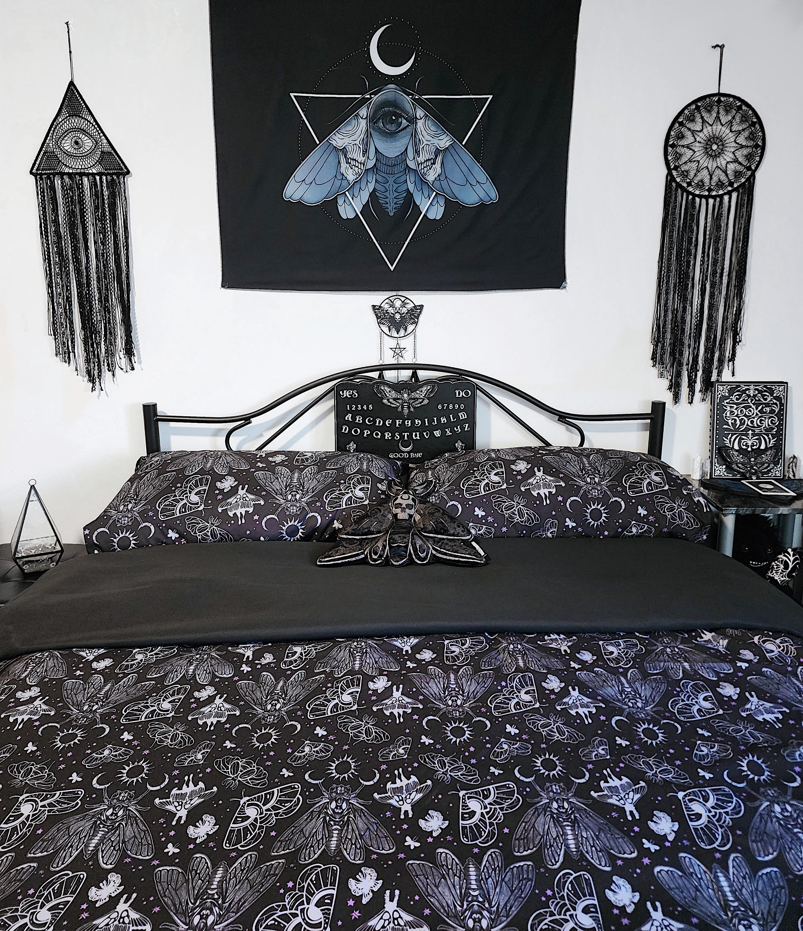 Witchy Cicada Bedding Set, Occult Moth 3-piece Duvet Cover ...
