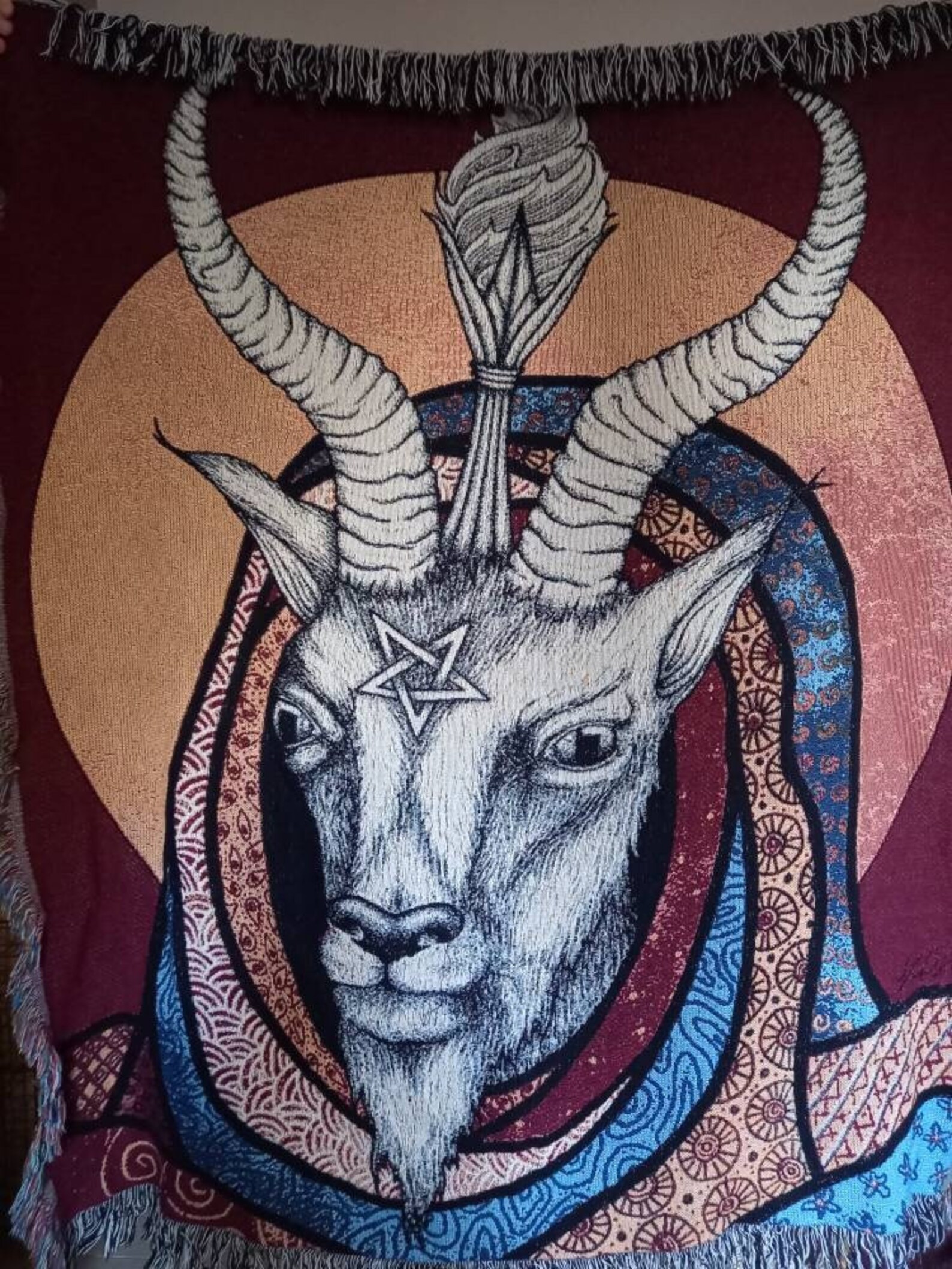 Woven Baphomet Blanket,satanic Goat Cotton Throw Blanket,gothic ...