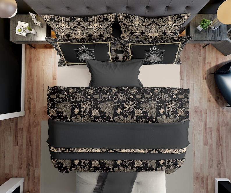 Occult Cicada Bedding, Witchy Esoteric Moth King Queen or Twin Duvet ...