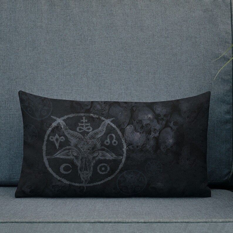 Baphomet Skull Pillow. Satanic occult home decor. Dark & | Etsy