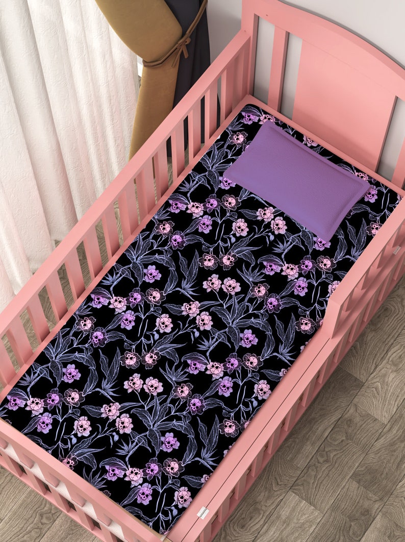 Pastel Goth Crib Sheets Spooky Skull Flower Infant Cot Sheets - Etsy