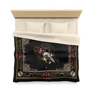 Dark Cottagecore Duvet Cover, Witchy Gothic Floral Queen Bedding W ...