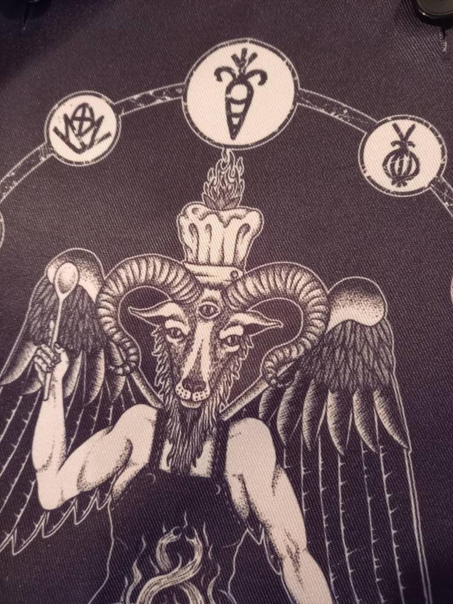 Chef Baphomet Apron, Satanic Home Cook Gift, Metalhead Chef Apron, Goth ...