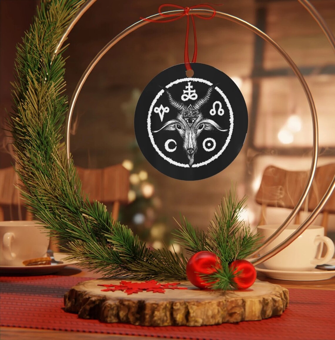 Baphomet Tree Ornaments. Pagan Holiday Decoration. Occult Halloween ...