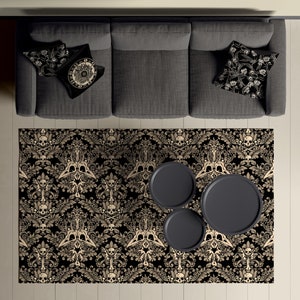 Damask Bones Rug, Macabre Victorian Goth Skull Indoor / Outdoor Area ...