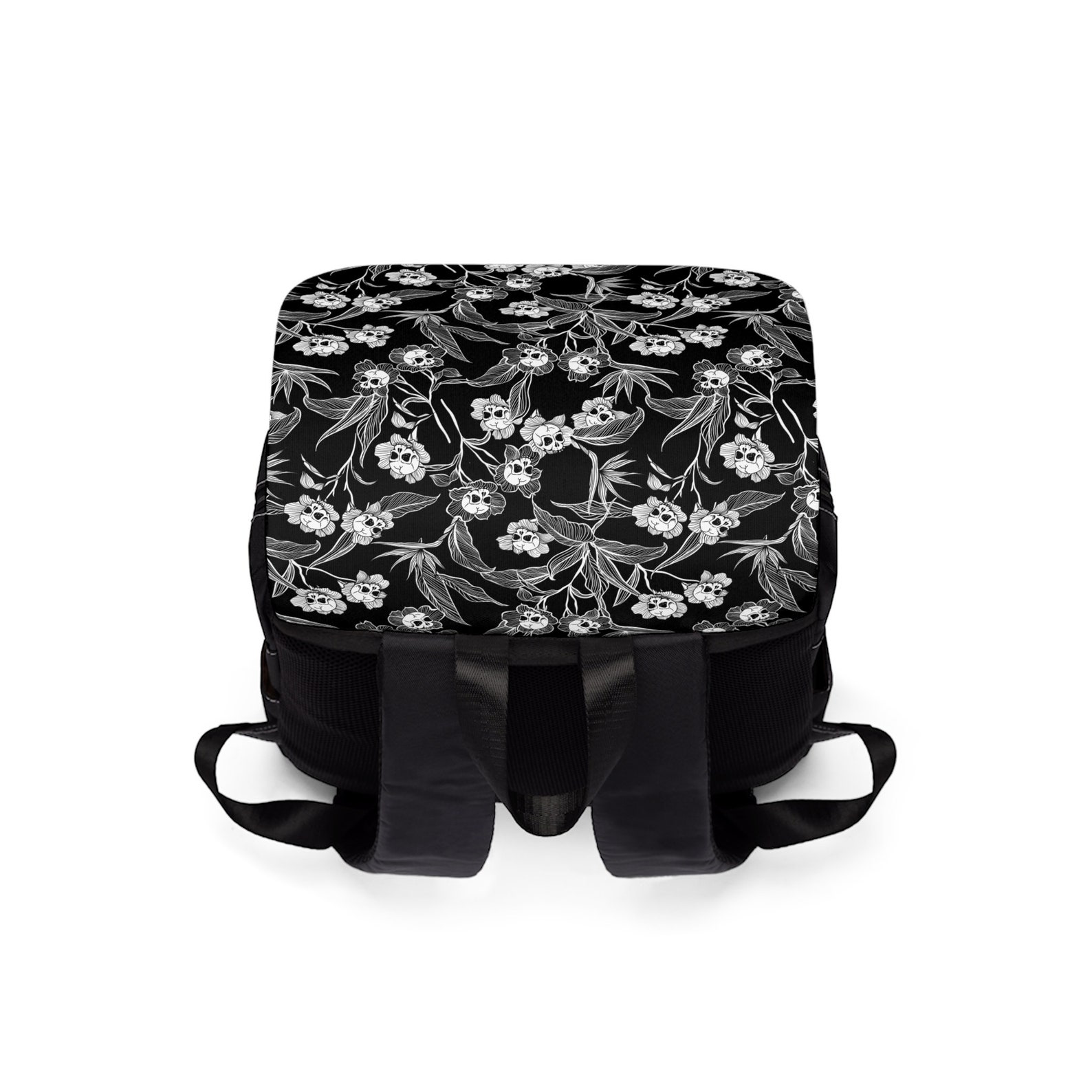 Gothic Floral Book Bag, Spooky Whimsigoth Skull Flower Shoulder ...