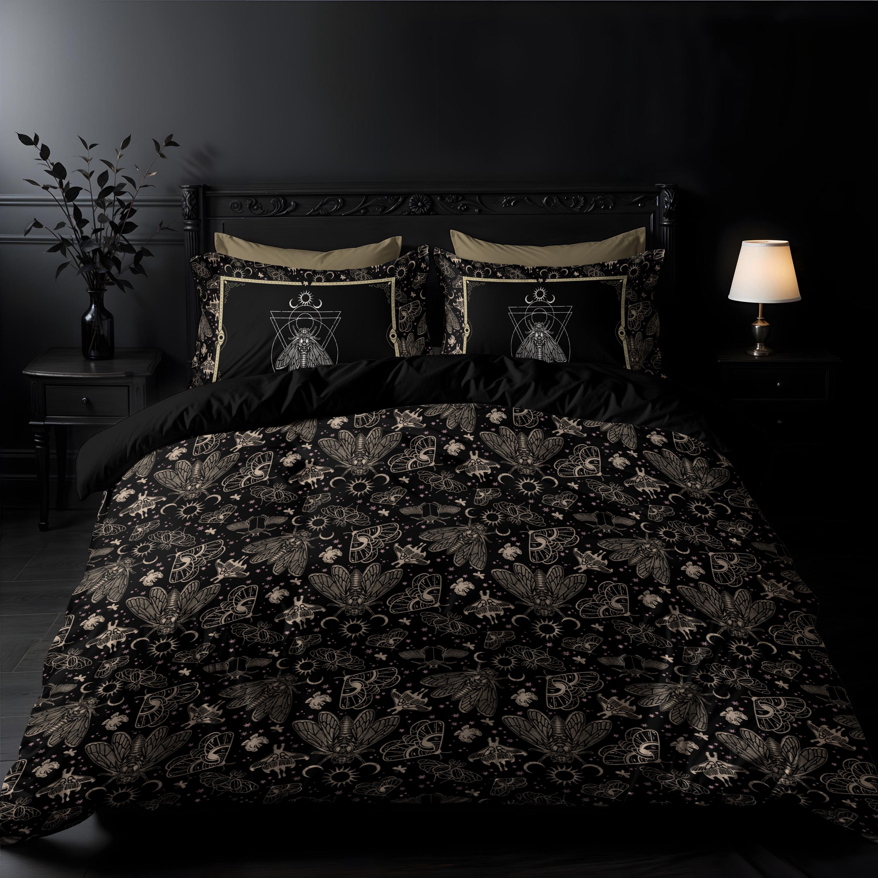 Witchy Moth Bedding Set, Occult Cicada 3-piece Duvet Cover ...