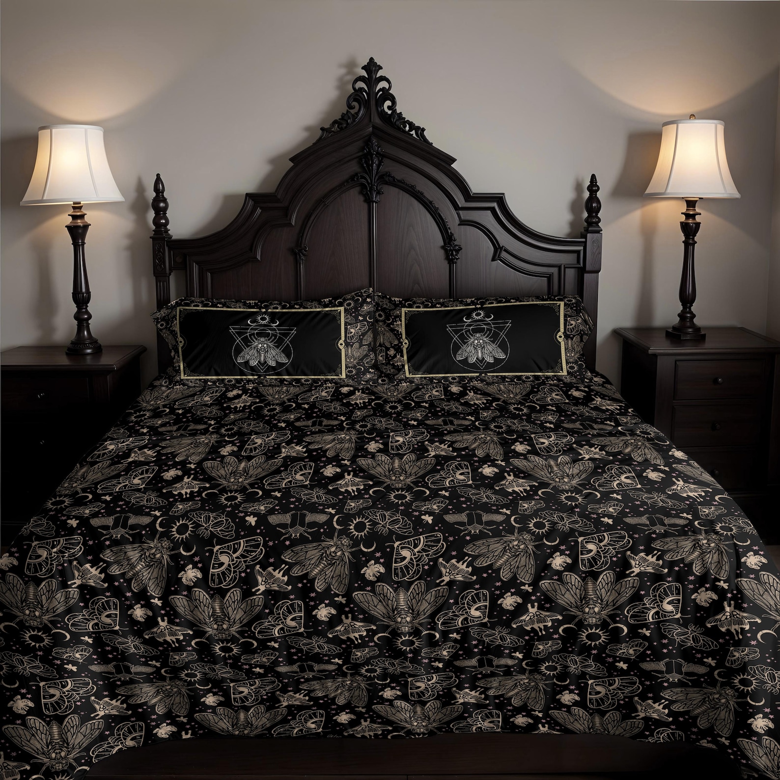 Witchy Moth Bedding Set, Occult Cicada 3-piece Duvet Cover ...
