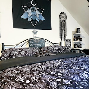 Witchy Cicada Bedding Set, Occult Moth 3-piece Duvet Cover ...