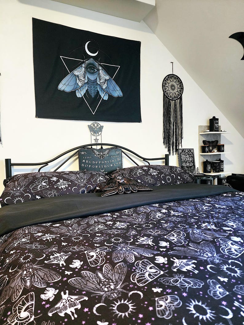 Witchy Cicada Bedding Set, Occult Moth 3-piece Duvet Cover ...