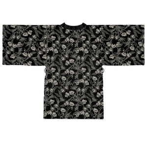 Gothic Floral Satin Robe, Spooky Macabre Human Skull & Flower Long ...